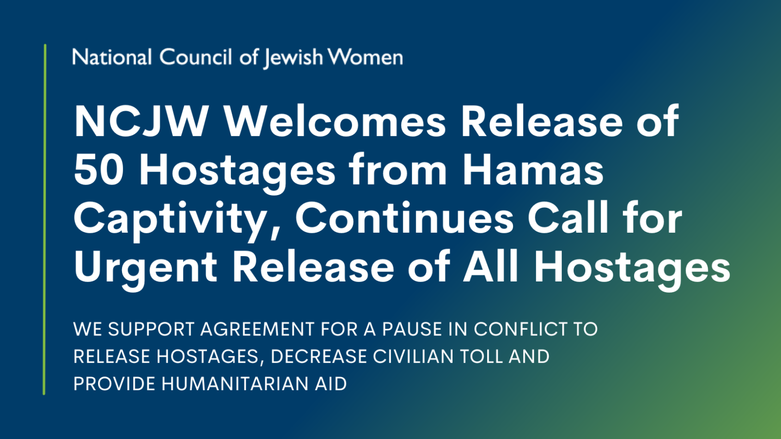 National Council of Jewish Women | NCJW Welcomes Release of 50 Hostages ...
